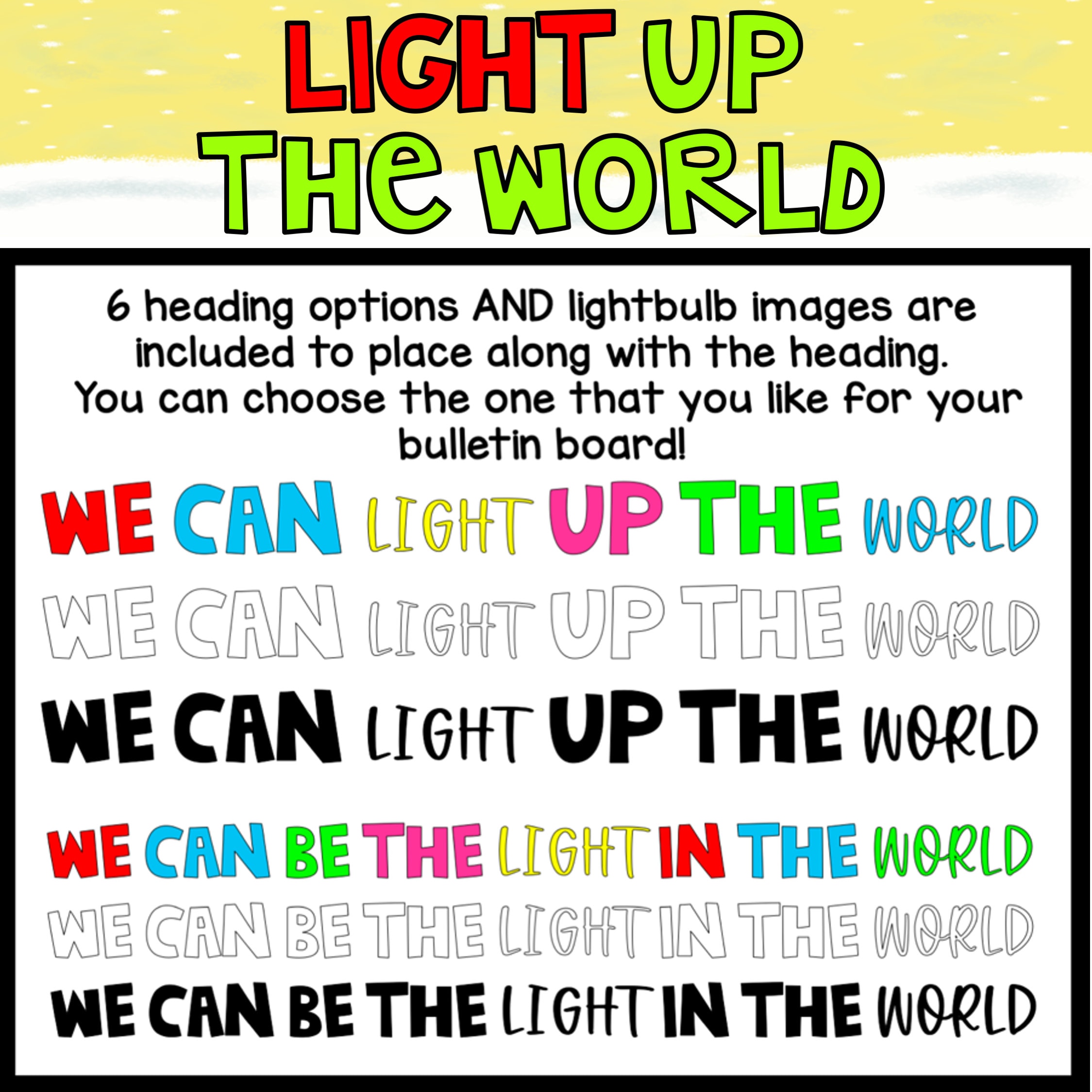 We Can Light up the World Christmas Holiday Bulletin Board Kit - Etsy