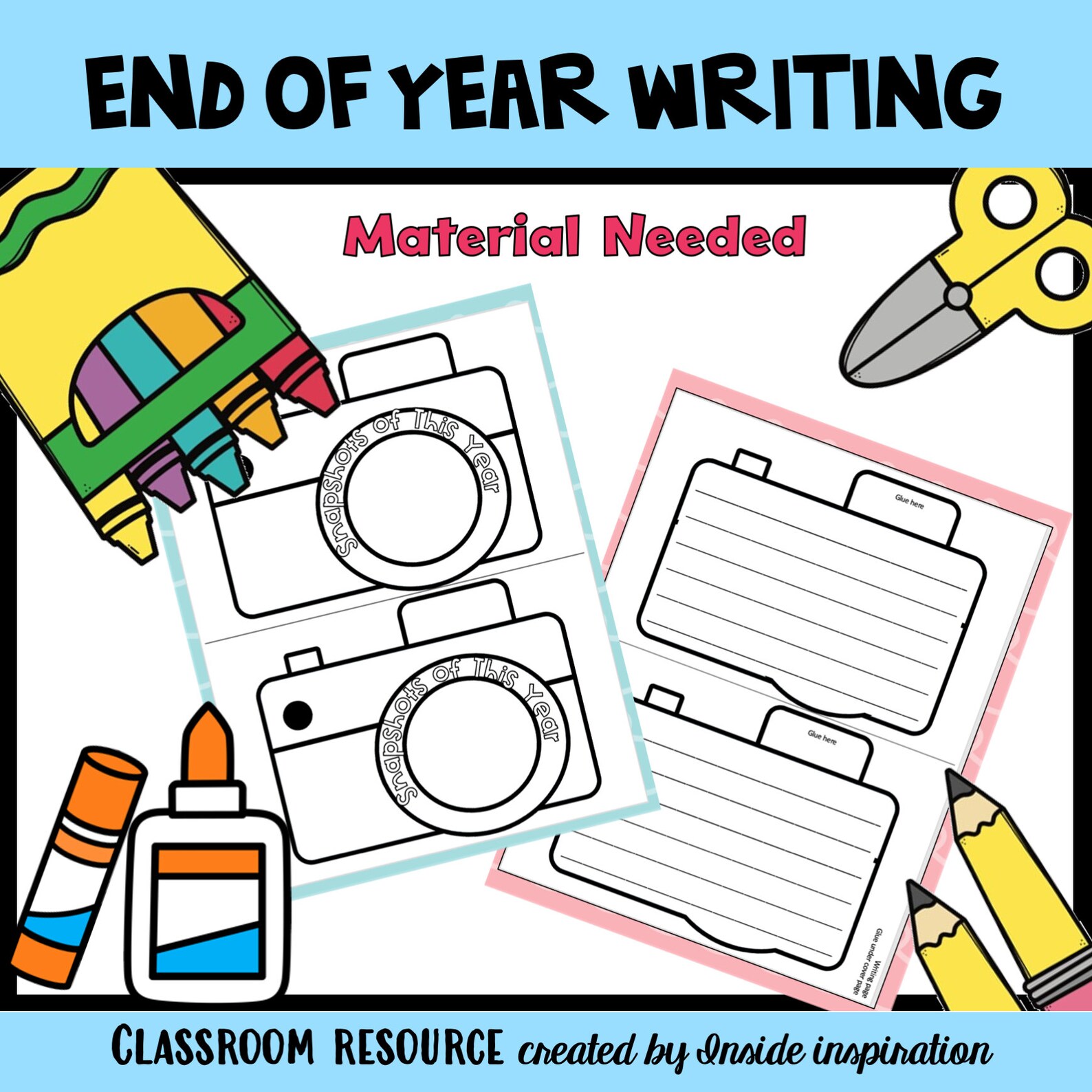 End of Year Writing Snapshots of This Year Camera Craftivity Bulletin ...