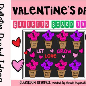 Valentine's Day Let Love Grow Cactus Plant Craft Bulletin Board Kit - Etsy