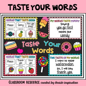 Taste Your Words Kindness SEL Bulletin Board Idea Book Companion - Etsy
