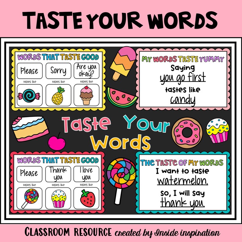 Taste Your Words Kindness SEL Bulletin Board Idea Book Companion - Etsy