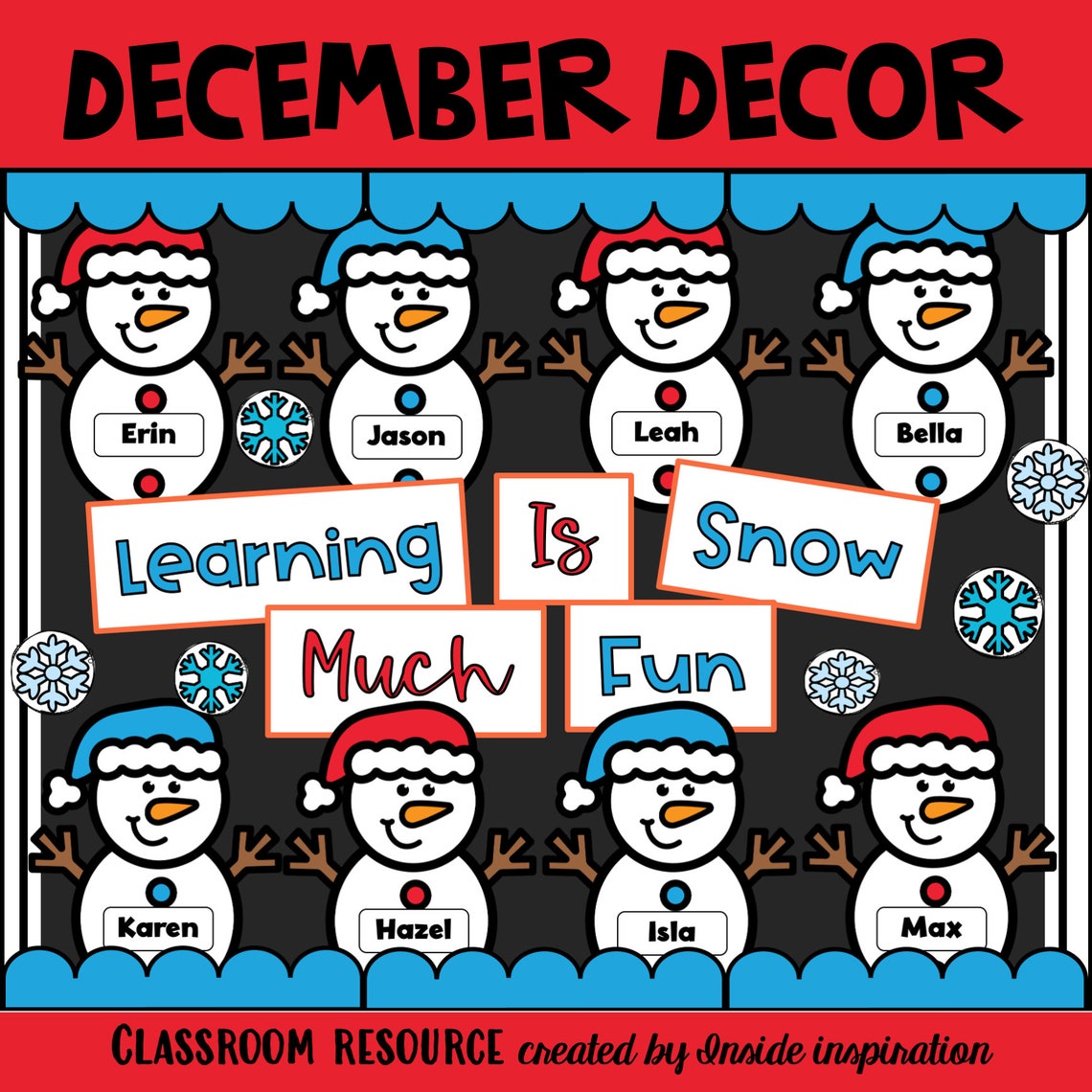 Snowman Themed Monthly Classroom Decor Bulletin Board Idea-december - Etsy