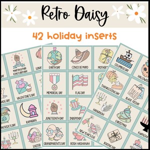 Retro Boho Daisy Themed Calming Color Classroom Decor Bundle Editable ...