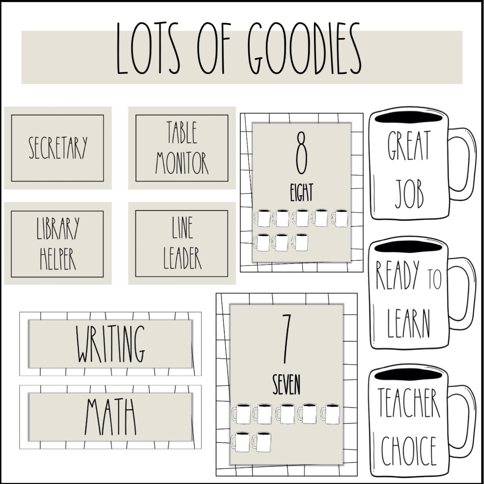 Rae Dunn Inspired Classroom Posters-calendar-behavior Clip Chart-class ...