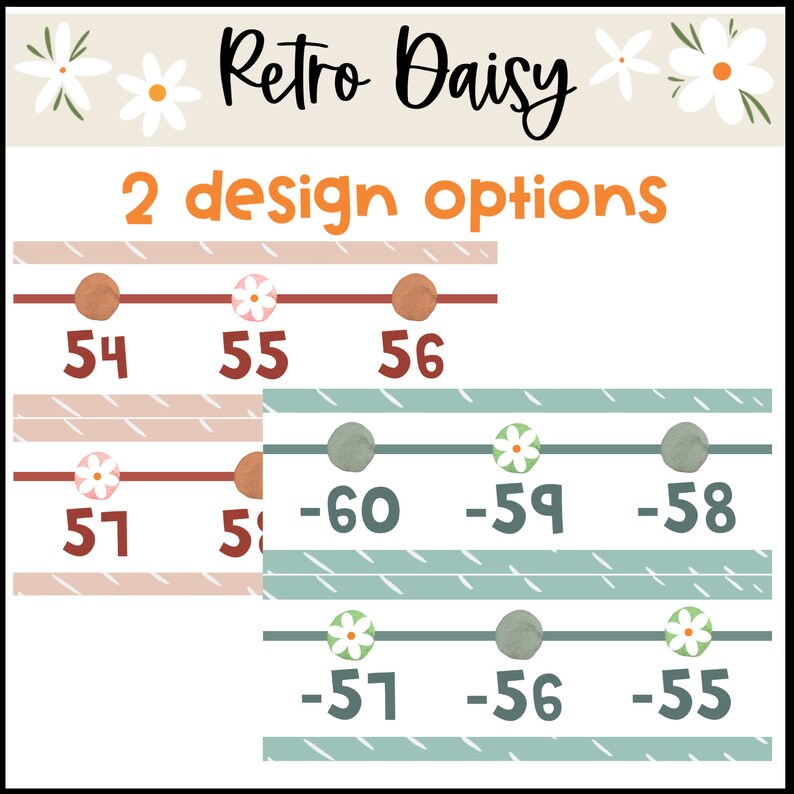 Retro Boho Daisy Themed Number Line Calming Color Classroom Decor - Etsy