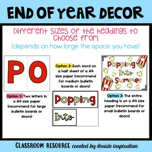 End of Year Popping Into Summer Popcorn Themed Bulletin Board Kit - Etsy