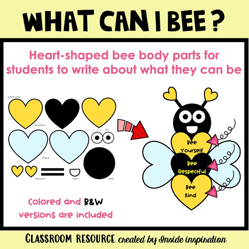 Bee Themed Bee Craft Affirmation Bulletin Board Kit What Can I Be - Etsy