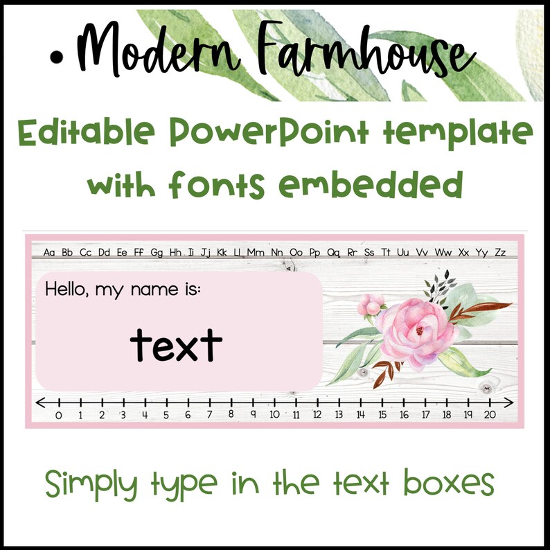 Modern Farmhouse Desk Plates Name Plates Watercolor Classroom ...