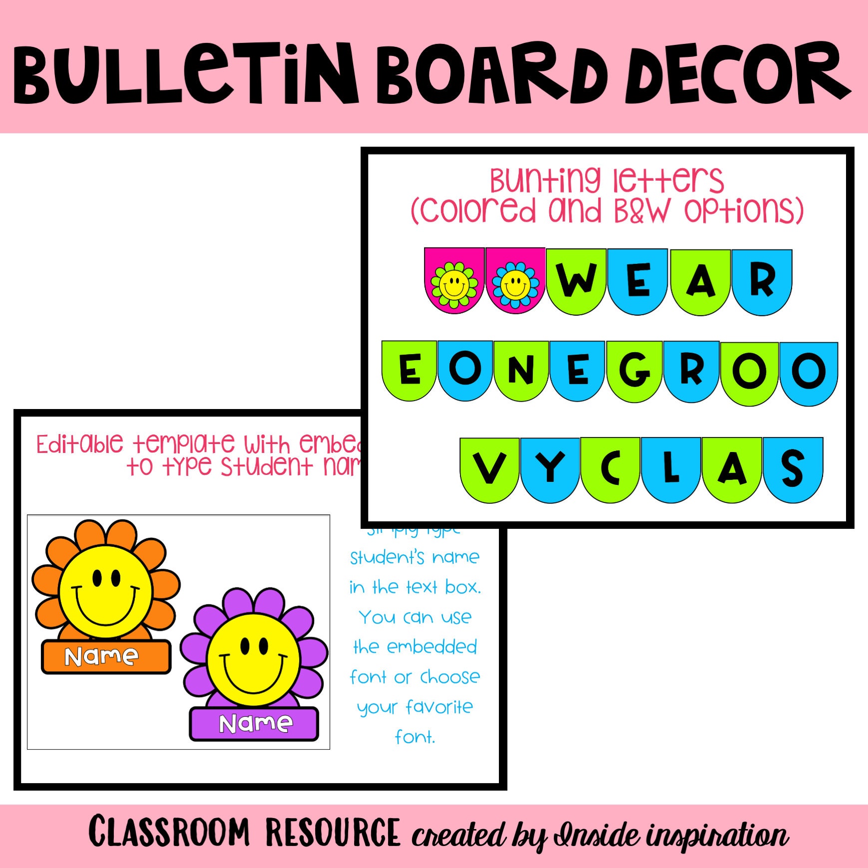 Back to School Groovy Retro Smiley Faces Bulletin Board Idea Door Decor ...