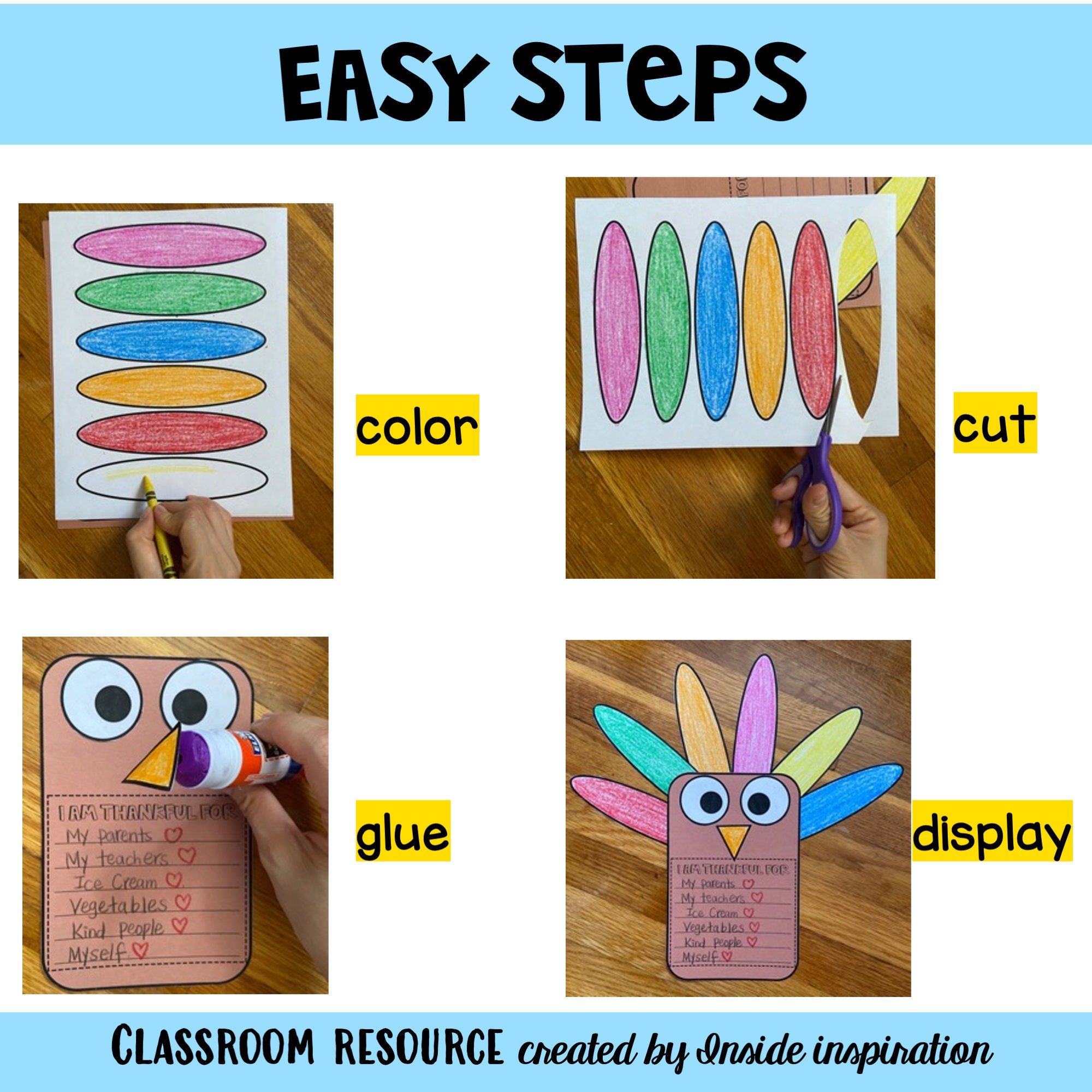 Thanksgiving Turkey Craft Writing Craftivity Bulletin Board Kit - Etsy