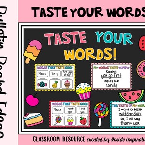 Taste Your Words Kindness SEL Bulletin Board Idea Book Companion - Etsy