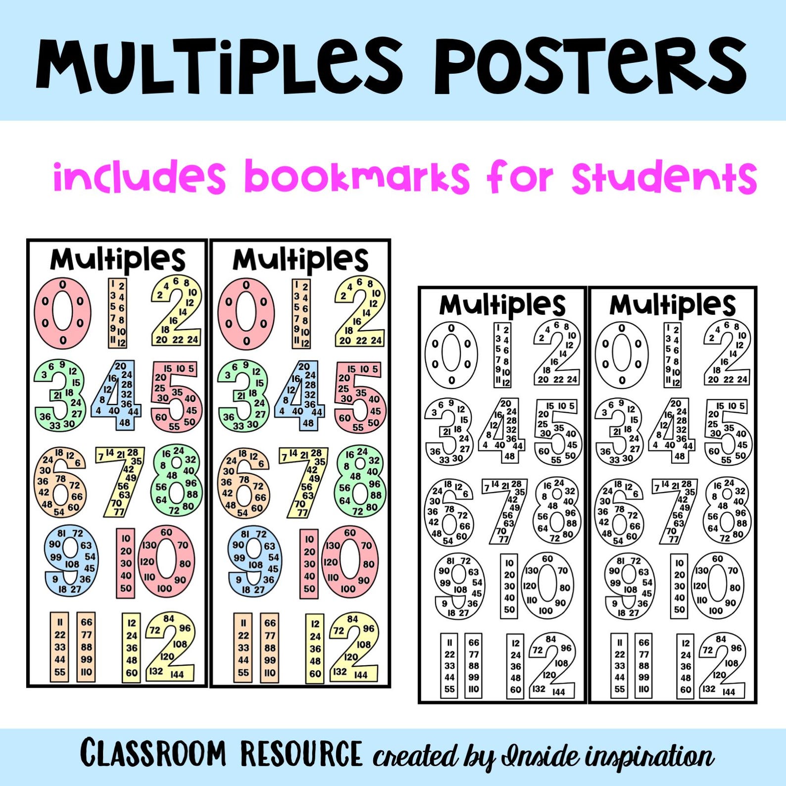 Pastel Multiples Skip Counting Posters Classroom Decor 0-12 - Etsy