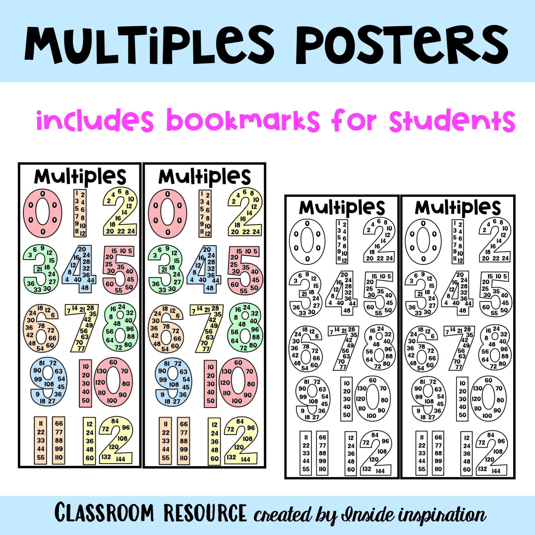 Pastel Multiples Skip Counting Posters Classroom Decor 0-12 - Etsy