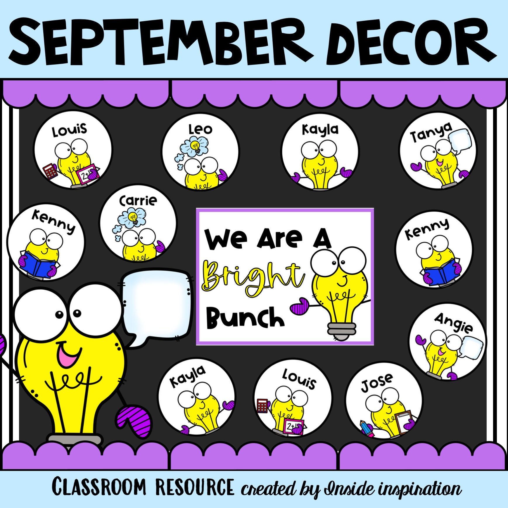 Back to School Bulletin Board Idea Bright Light Bulbs Door Decor ...