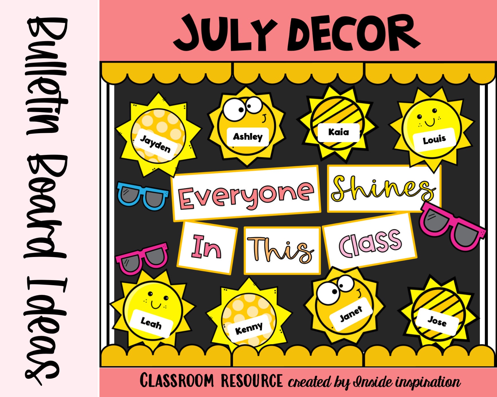 Shining Sun Themed Monthly Classroom Decor Bulletin Board Idea-july - Etsy