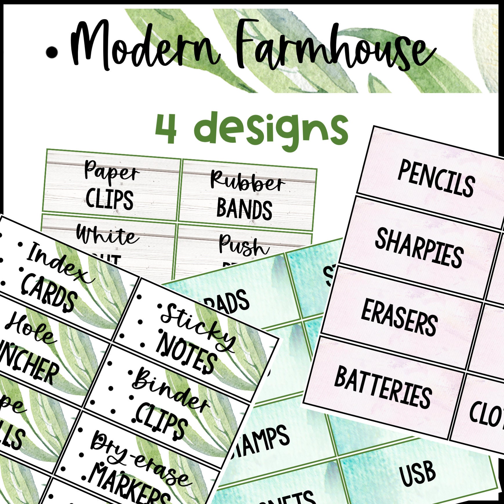 Modern Farmhouse Watercolor Teacher Toolbox Labelseditable - Etsy