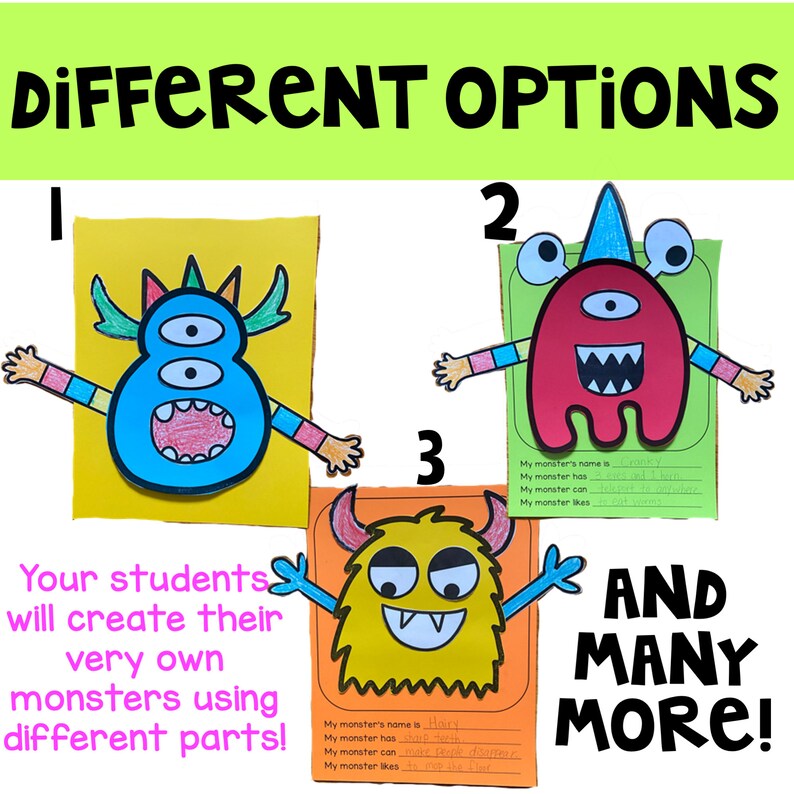 Build a Monster Craft Simple Writing Craftivity Bulletin Board Kit - Etsy