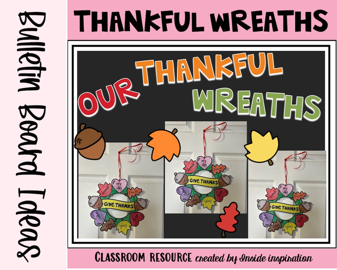 Thankful Wreaths Thanksgiving Craft Bulletin Board Kit - Etsy