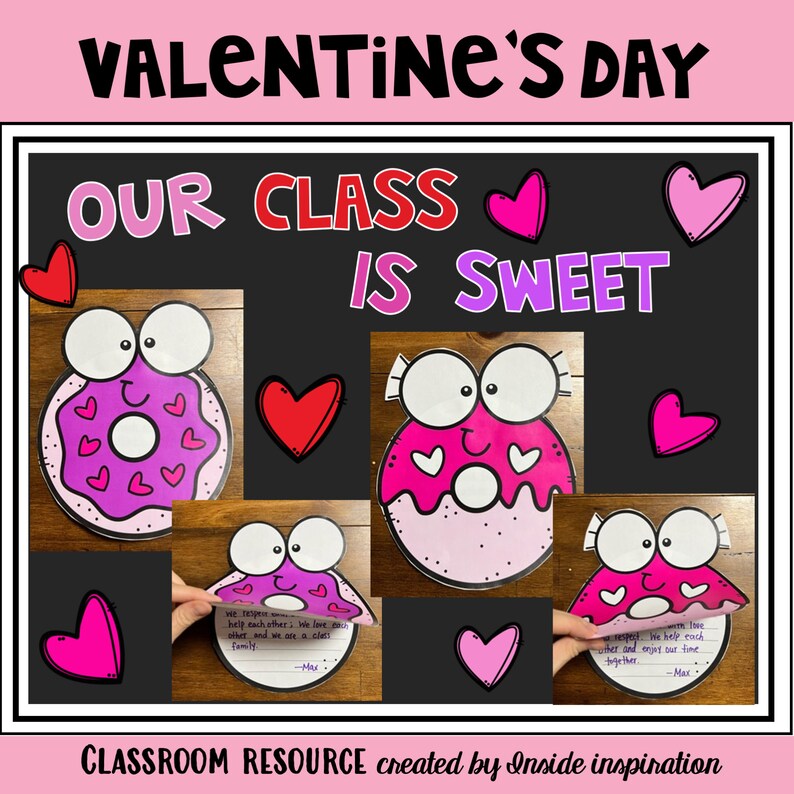 Valentine's Day Sweet Donut Themed Craftivity Bulletin Board Idea - Etsy