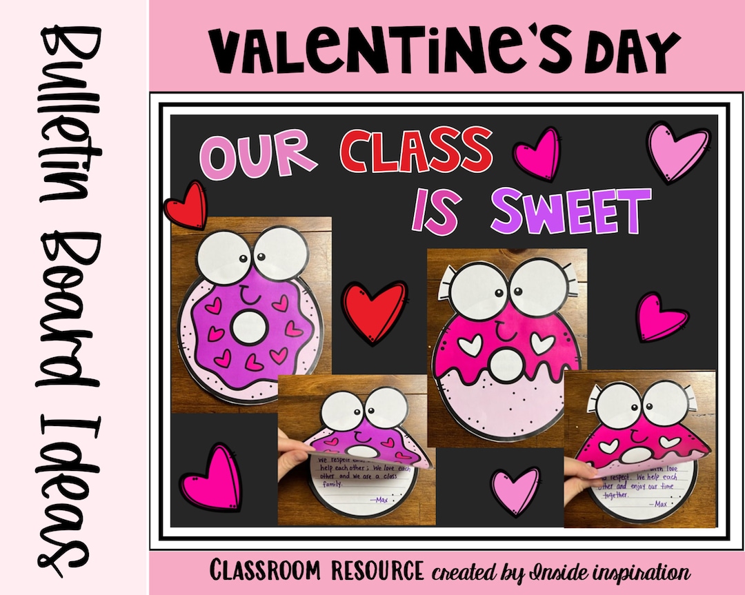 Valentine's Day Sweet Donut Themed Craftivity Bulletin Board Idea - Etsy