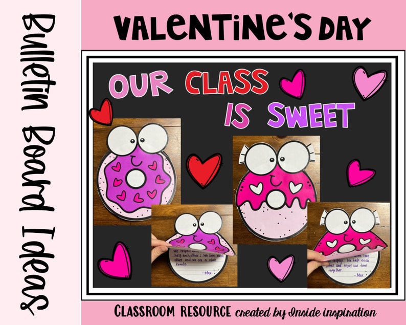 Valentine's Day Sweet Donut Themed Craftivity Bulletin Board Idea - Etsy