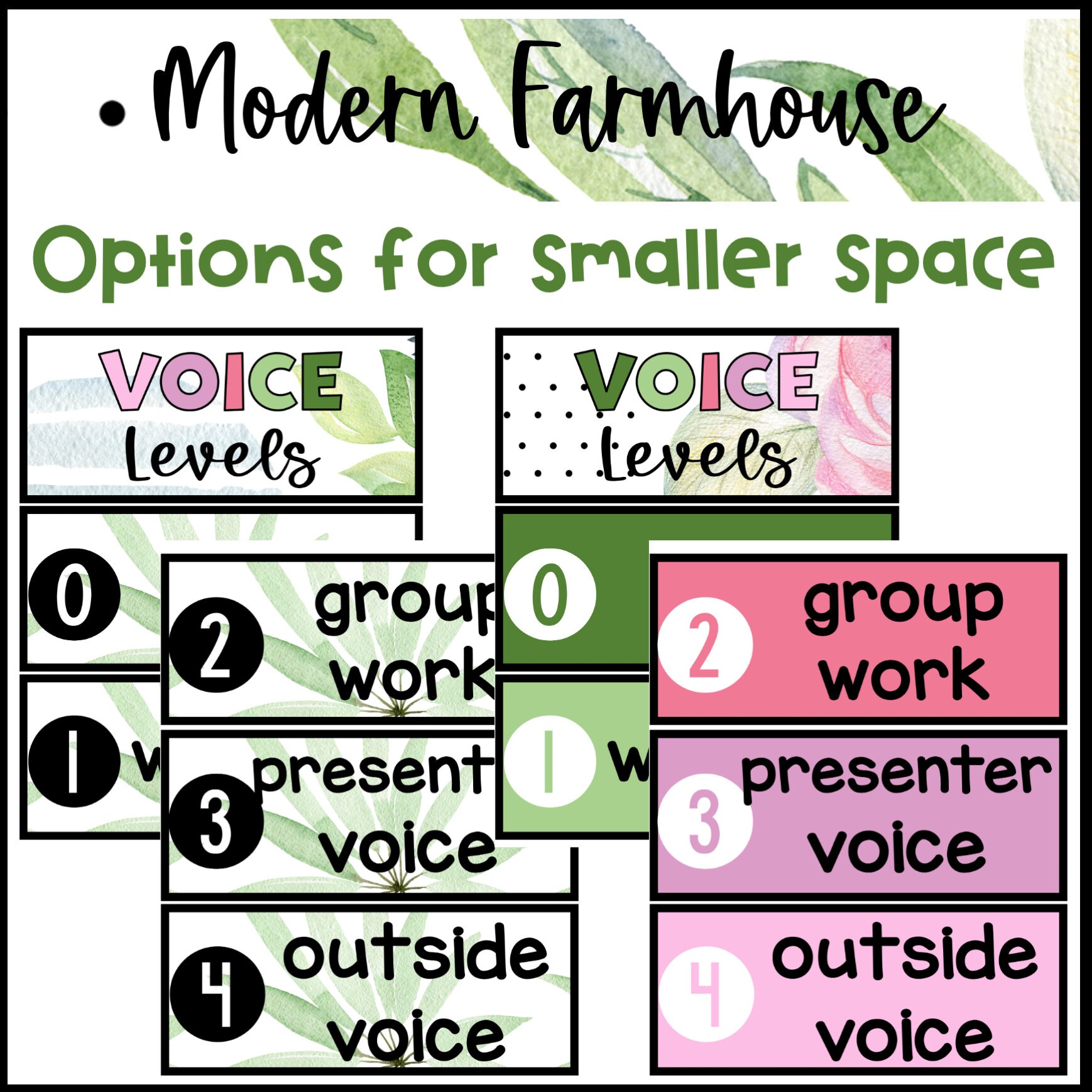 Modern Farmhouse Voice Levels Posters for Classroom Management - Etsy