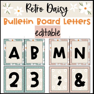 Retro Boho Daisy Themed Bulletin Board Letters Display Classroom Decor ...