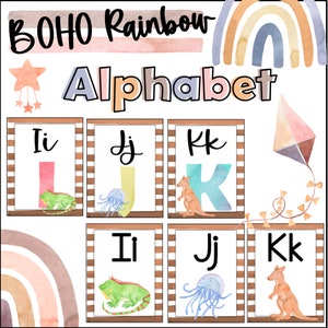 Boho Rainbow Alphabet Posters, Alphabet Posters, Classroom Decor, Boho ...