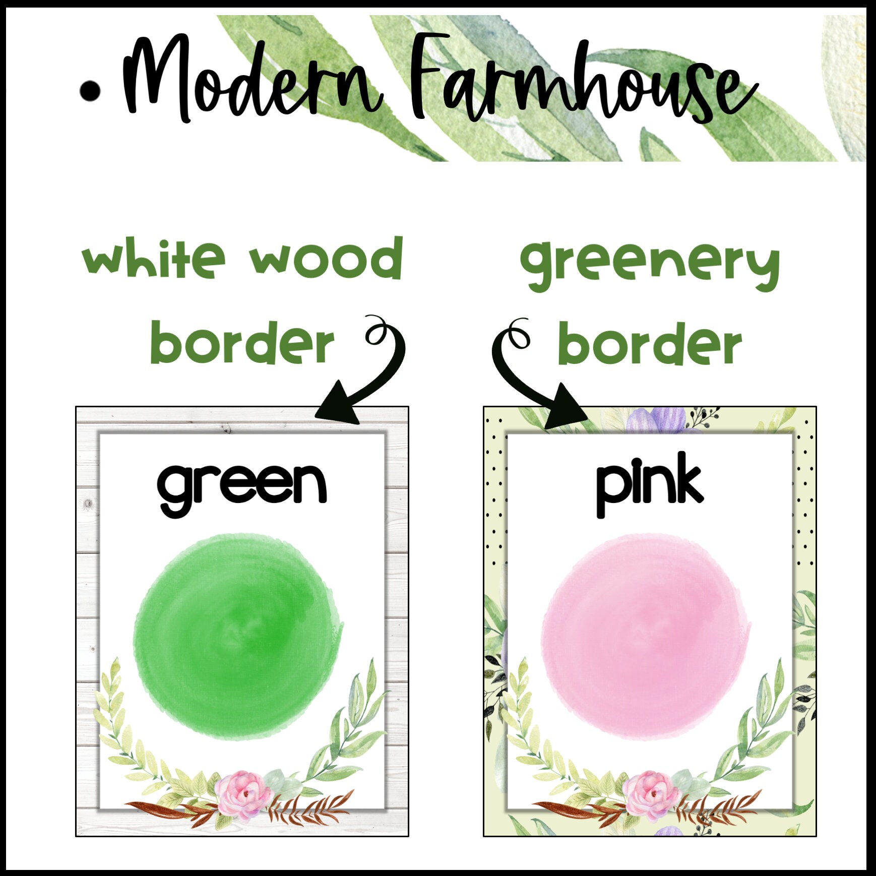 Modern Farmhouse Watercolored Color Posters Classroom Decor - Etsy