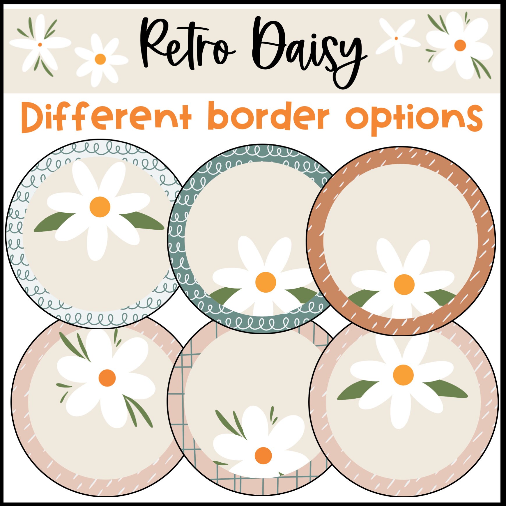 Retro Boho Daisy Themed Door Display Calming Classroom Decoreditable - Etsy