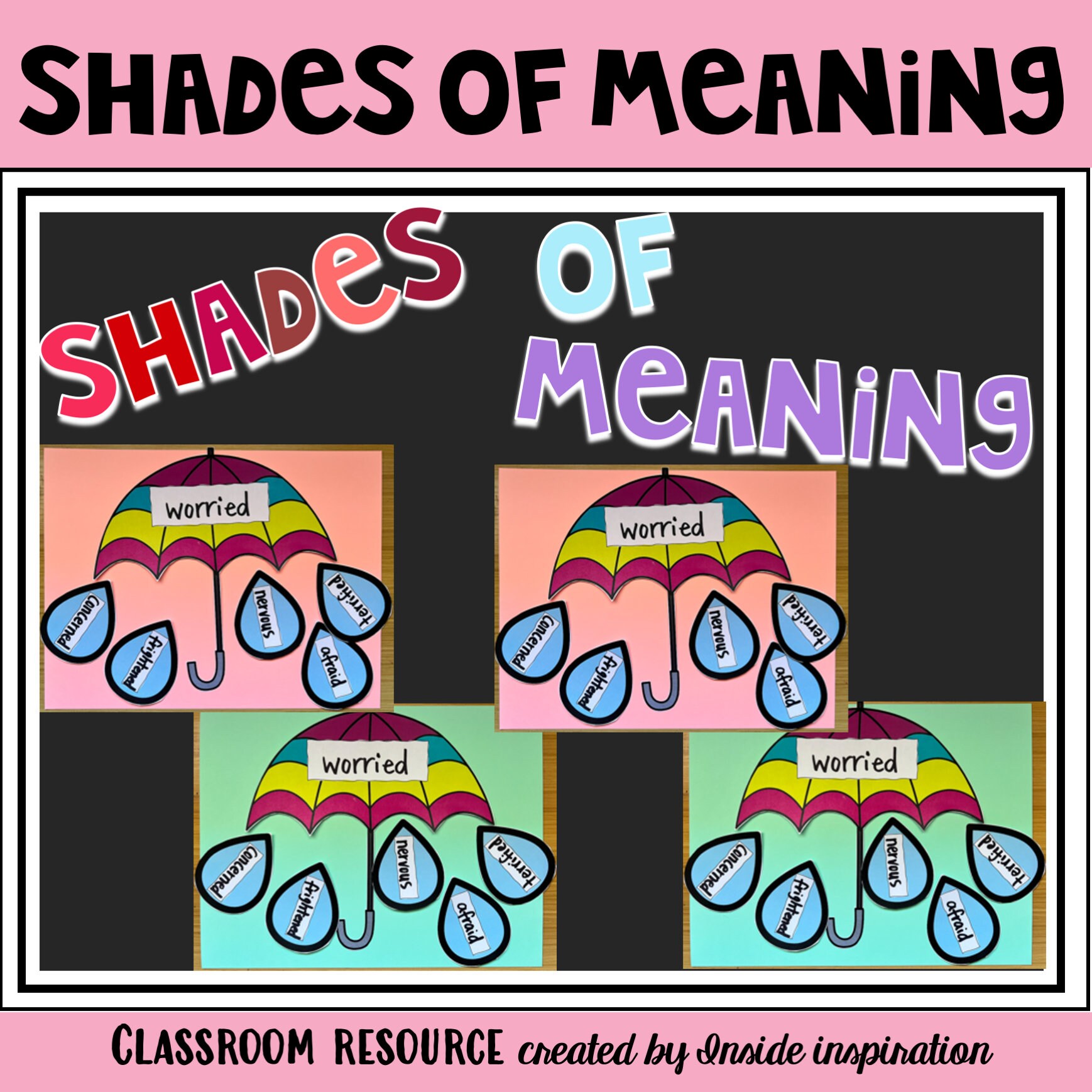 Shades of Meaning Umbrella and Raindrops Craft Bulletin Board Idea - Etsy
