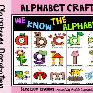 Alphabet Letter Crafts Printables Lower Case Letters A-z Bulletin Board ...