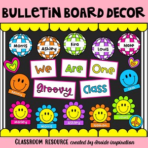 Back to School Groovy Retro Smiley Faces Bulletin Board Idea Door Decor ...