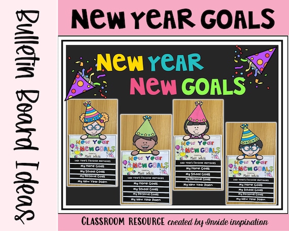 New Year New Goals Simple Writing Flip Book Bulletin Board - Etsy