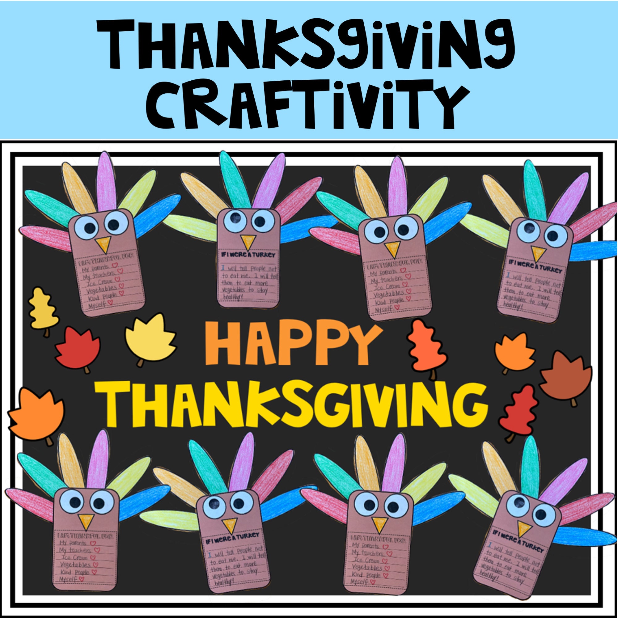 Thanksgiving Turkey Craft Writing Craftivity Bulletin Board Kit - Etsy