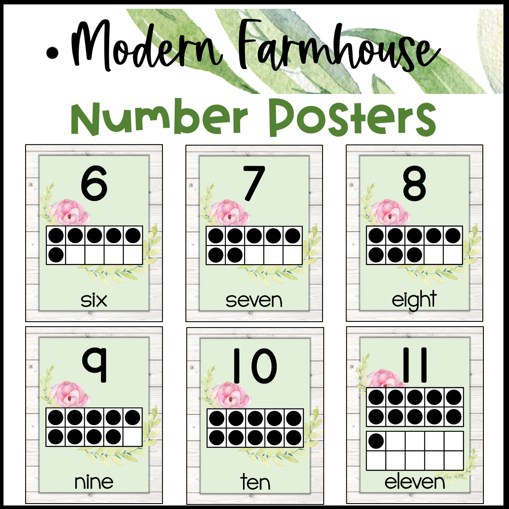 Modern Farmhouse Number Posters Calming Watercolor Classroom Decor - Etsy