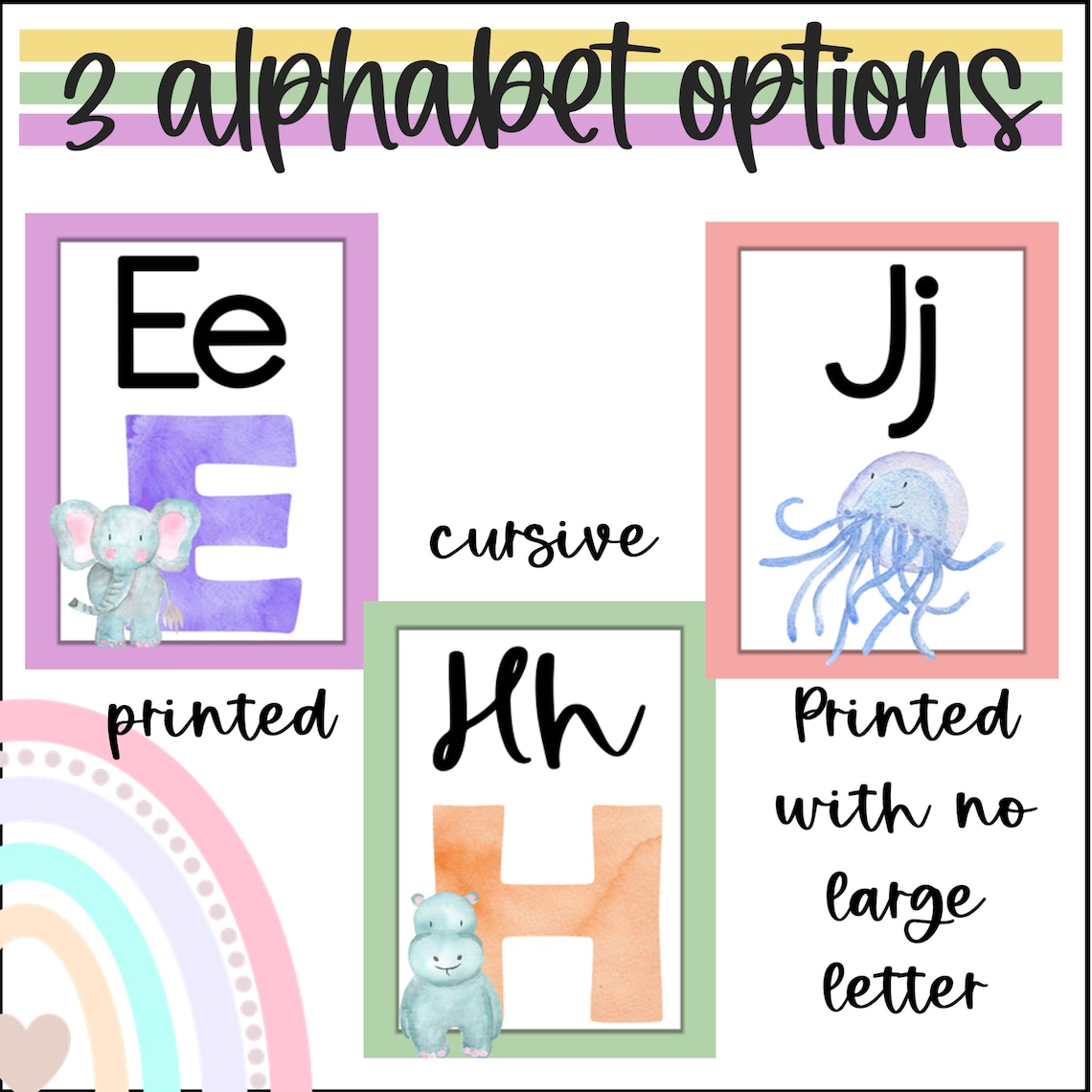 Pastel Rainbow Alphabet Posters Alphabet Posters Classroom - Etsy