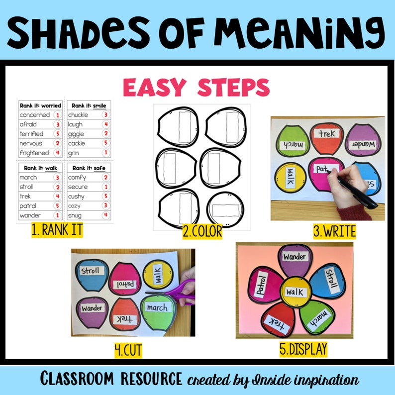 Shades of Meaning Flower Pedals Craft Bulletin Board Idea - Etsy