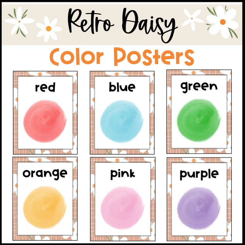 Retro Boho Daisy Themed Calming Color Classroom Decor Bundle Editable ...