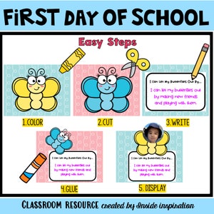 Butterflies on the First Day of School Craftivity Bulletin Board Kit - Etsy