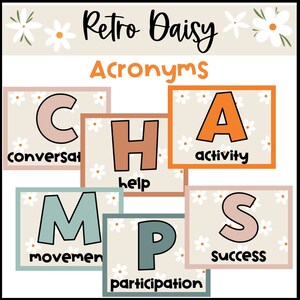 Retro Boho Daisy Themed CHAMPS Posters Classroom Decor⎮editable - Etsy