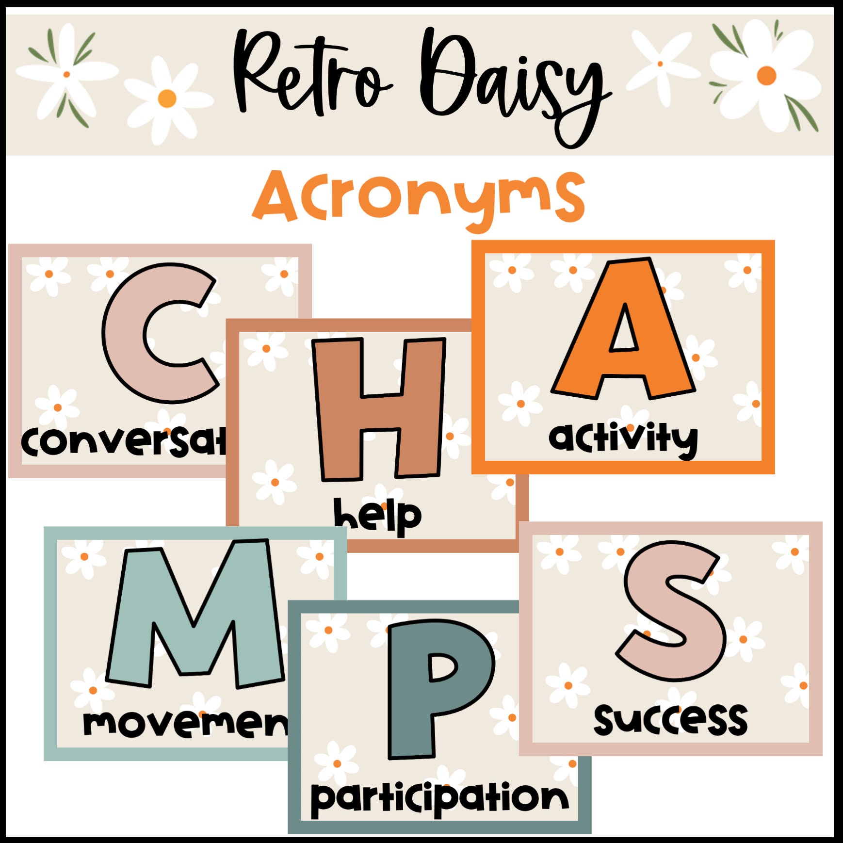 Retro Boho Daisy Themed CHAMPS Posters Classroom Decor⎮editable - Etsy