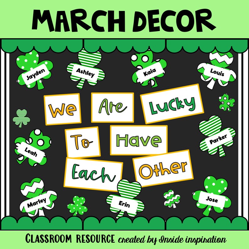 Clover Themed Monthly Classroom Decor Bulletin Board Idea-february - Etsy