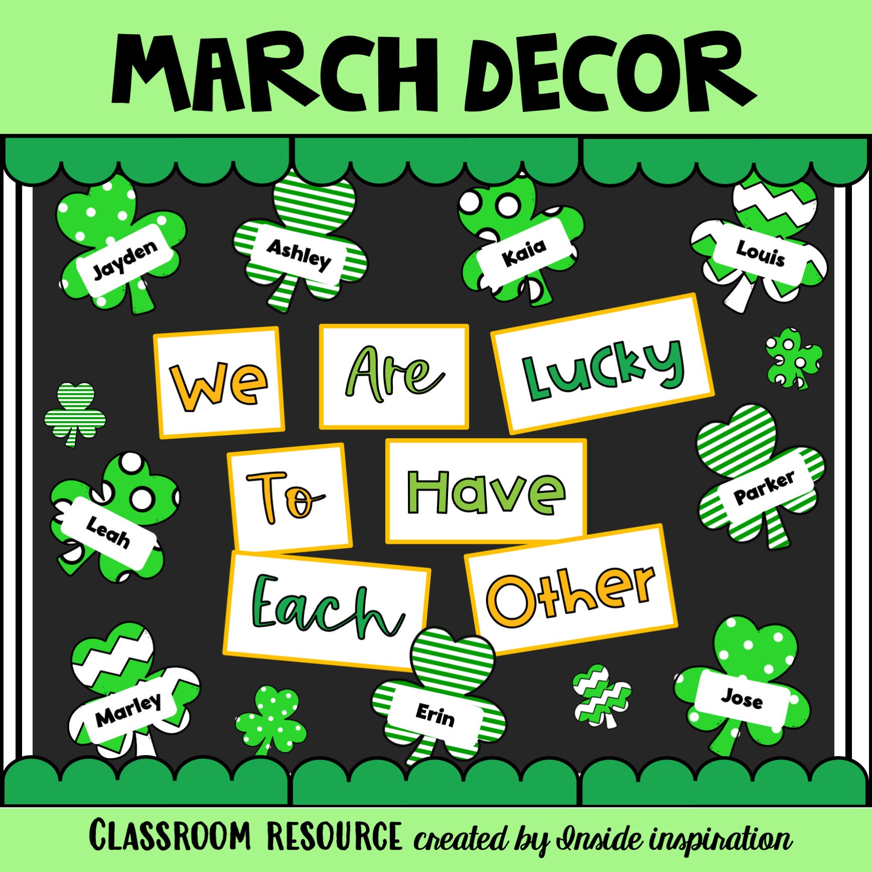 Clover Themed Monthly Classroom Decor Bulletin Board Idea-february - Etsy