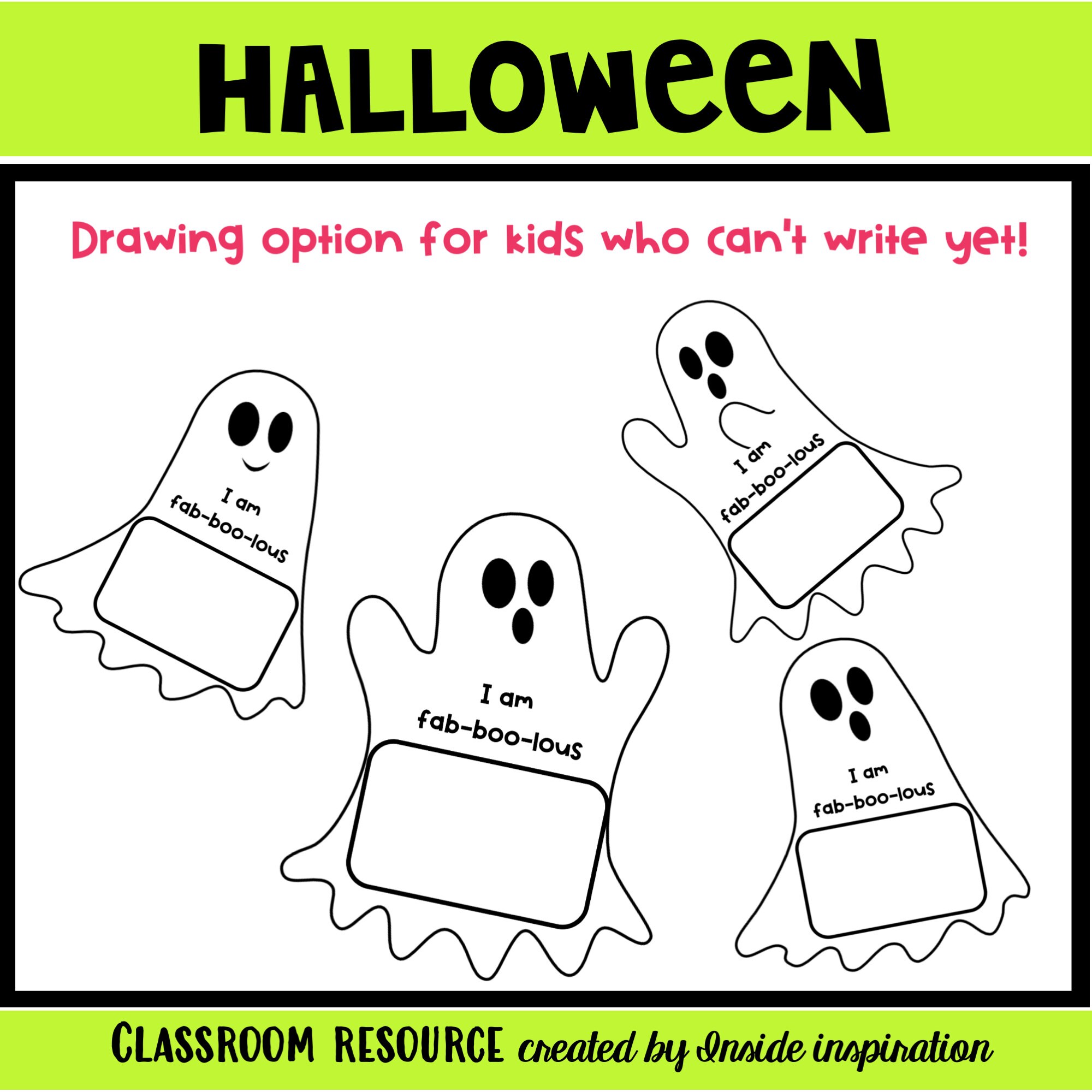 Halloween Ghost We Are Fab-boo-lous Simple Writing Bulletin Board Kit ...