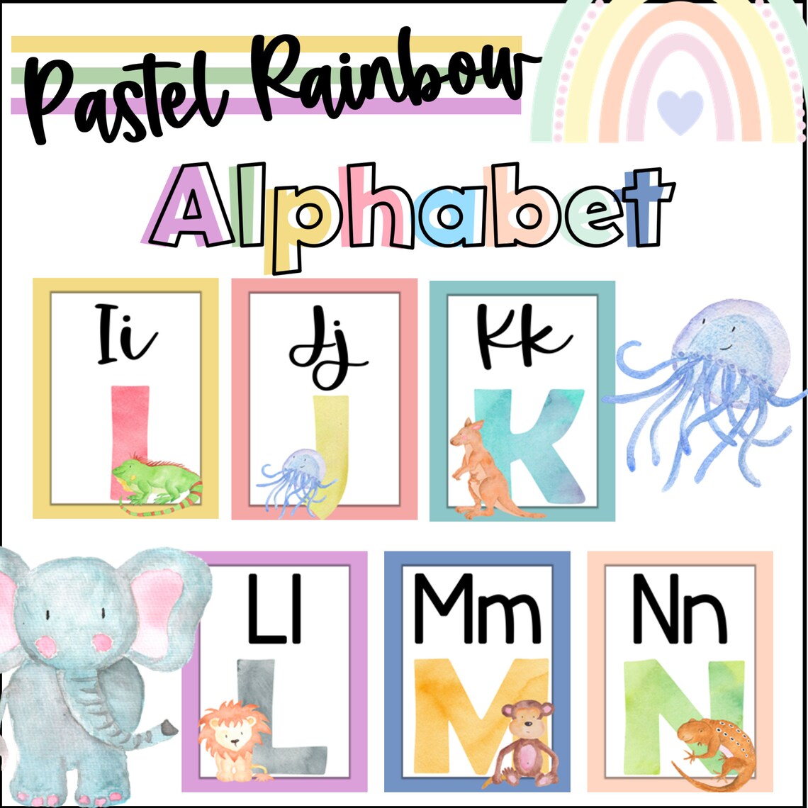 Pastel Rainbow Alphabet Posters Alphabet Posters Classroom - Etsy