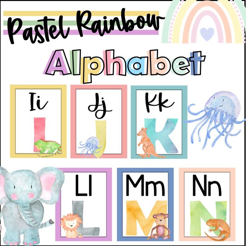 Pastel Rainbow Alphabet Posters Alphabet Posters Classroom - Etsy