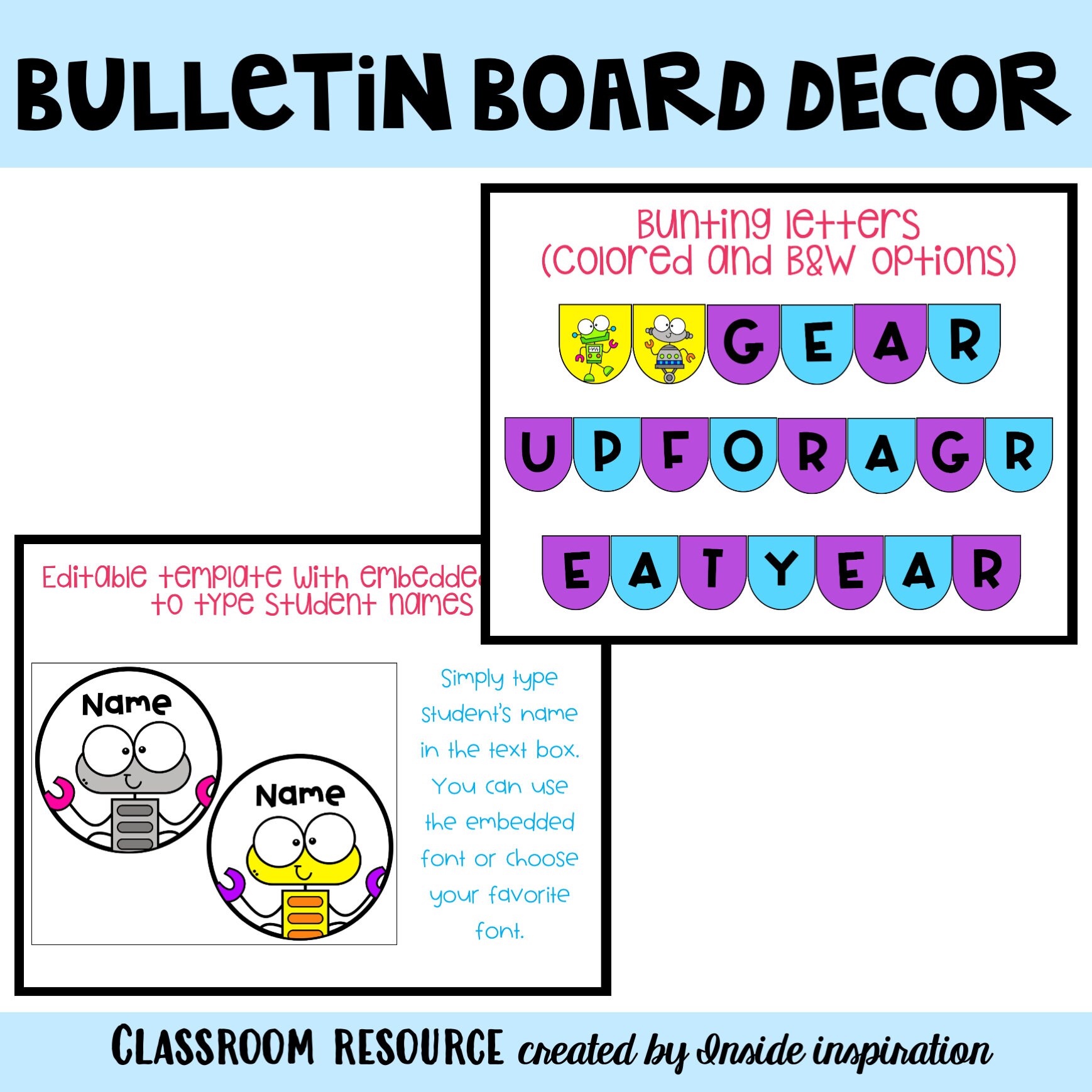 Robot Bulletin Board Decor: Back to School Classroom Door (digital ...