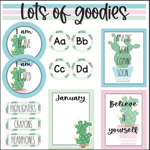 Pastel Cactus Classroom Decor, Calming Classroom Decor Printables ...