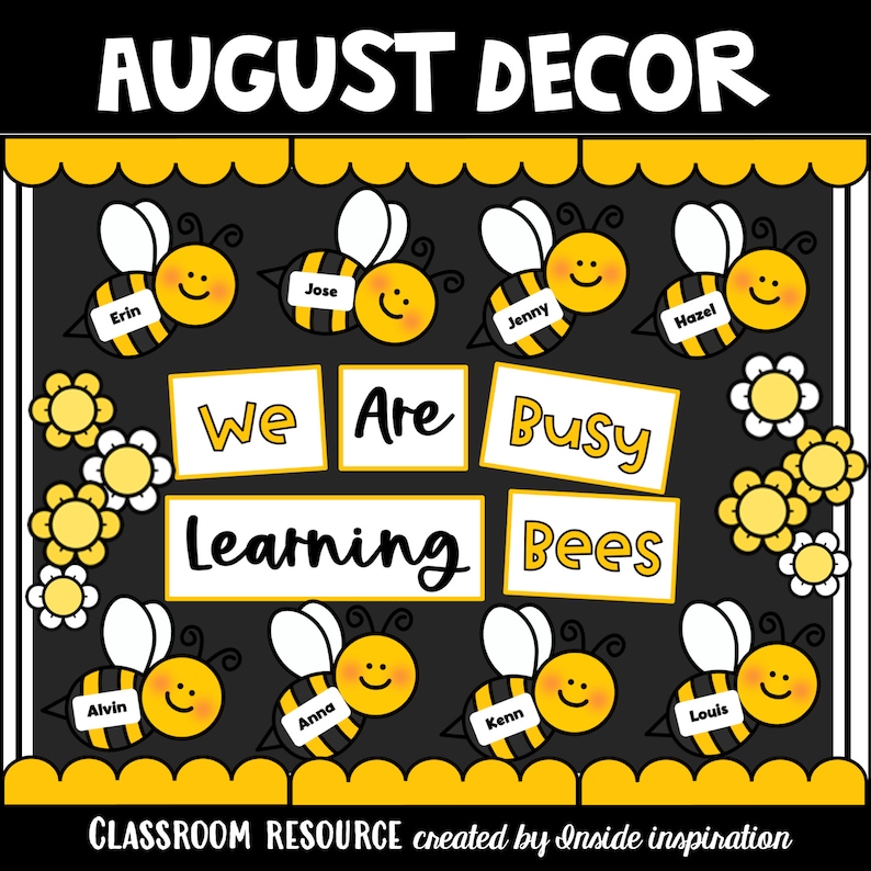 Busy Bee Themed Monthly Classroom Decor Bulletin Board Idea-august - Etsy